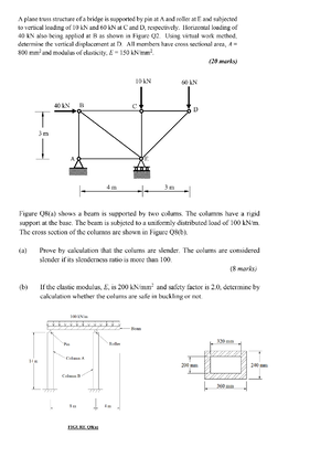 1617-1 - FINAL MECHANICS OF MATERIALS AND STRUCTURES - 1 FINAL EXAMINATION SEMESTER 1, SESSION ...