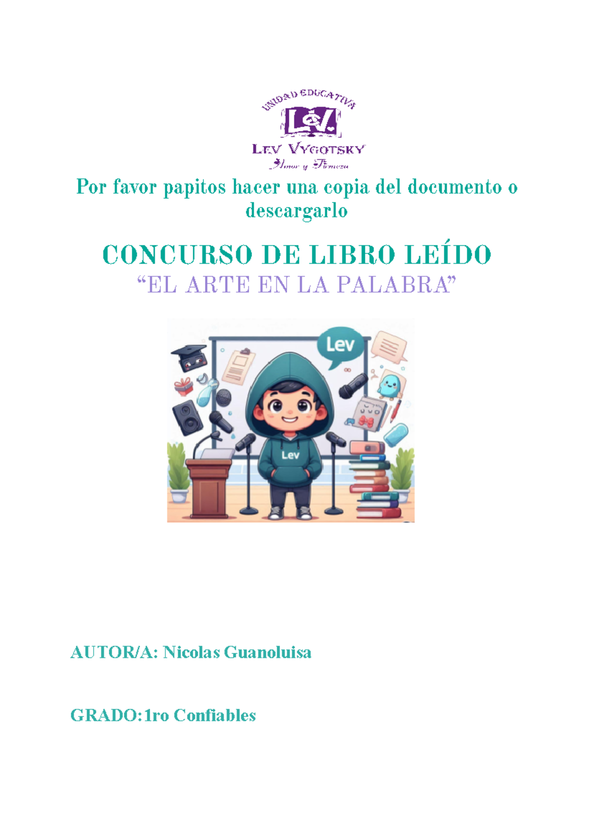 Libro leido - Por favor papitos hacer una copia del documento o ...
