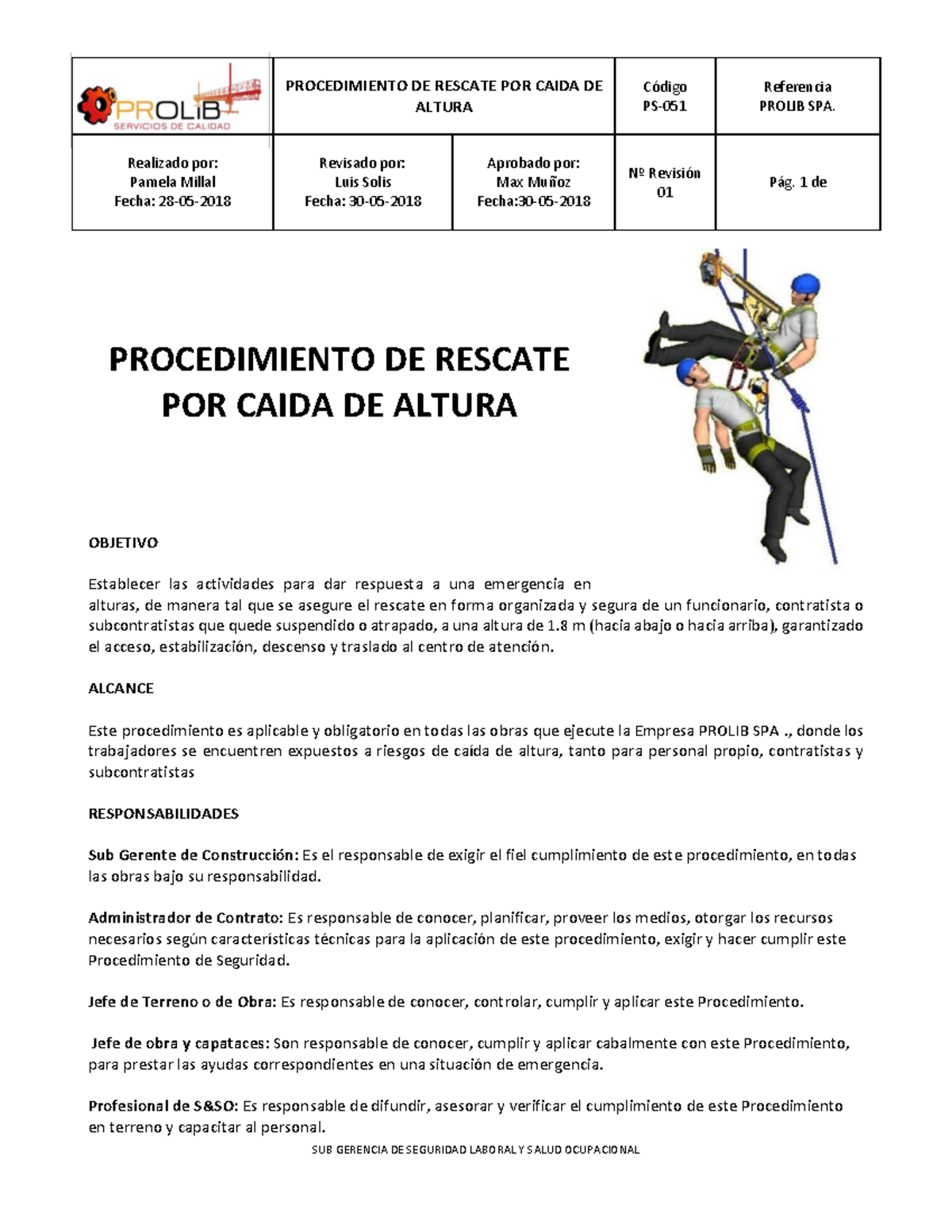 PS-051 - Procedimiento DE Rescate POR Caida DE Altura - ALTURA PS- 051 ...