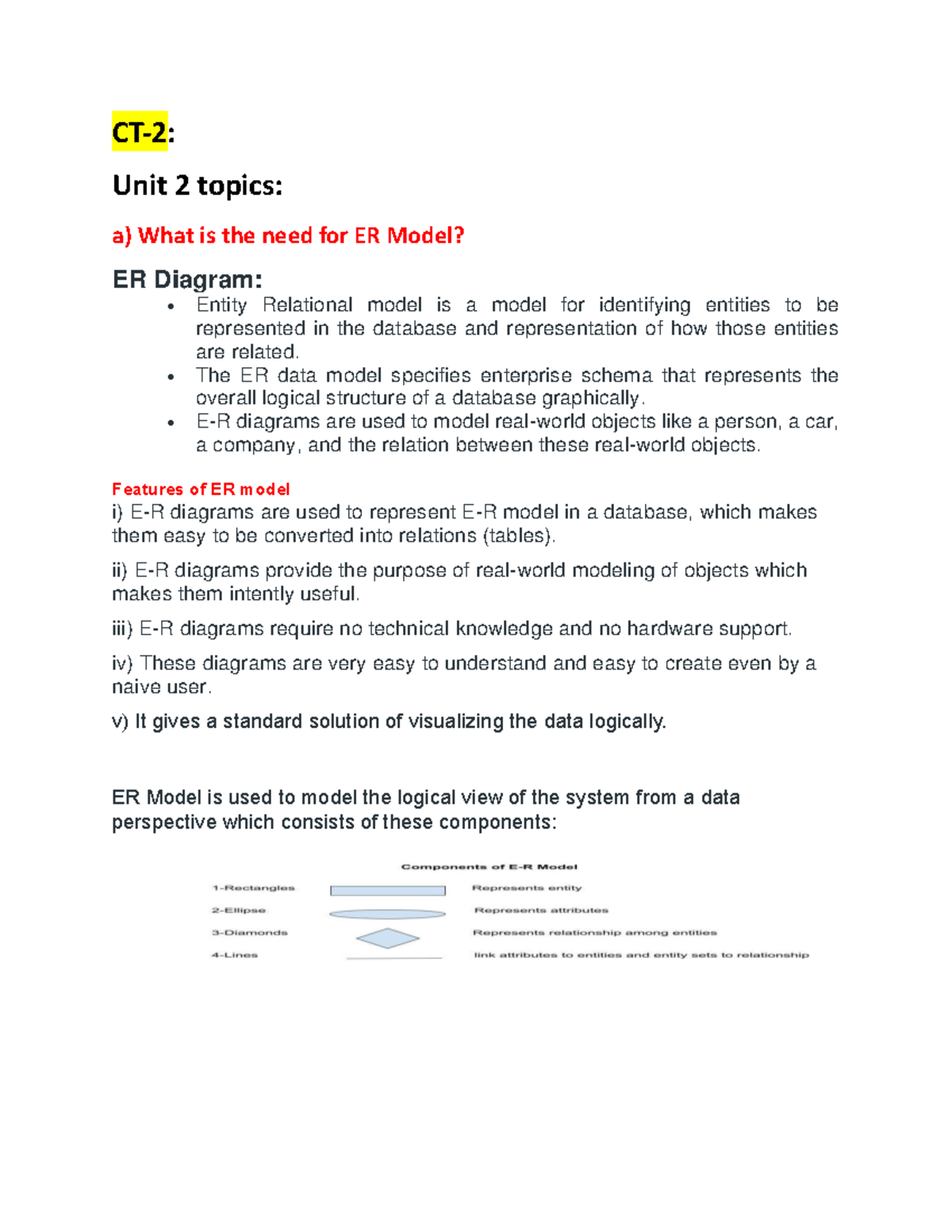 Ct2 DBMS notes updated - qr3w3r2q - CT-2: Unit 2 topics: ####### a ...