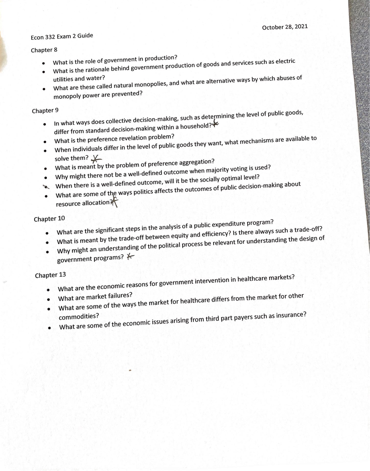 Econ 332 Exam 2 Guide Chapters 8-13 - ECON 332 - NM State - StuDocu