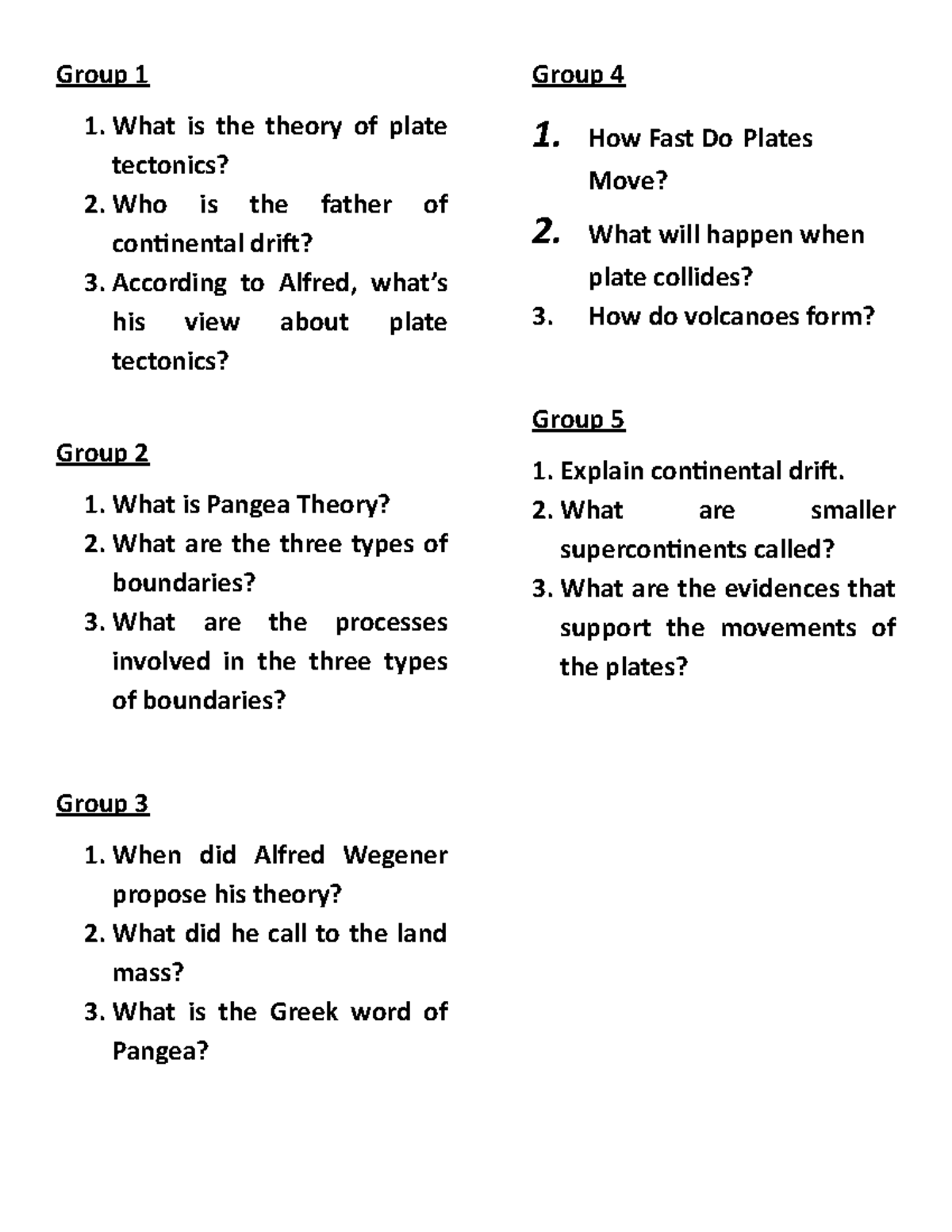 Scince 10 questions - Science - Group 1 What is the theory of plate ...