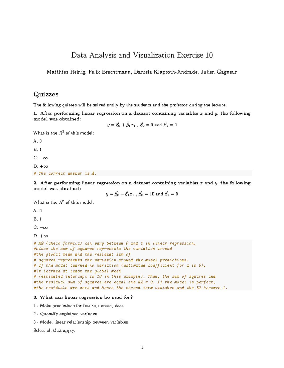 Exercise-10 solutions - Data Analysis and Visualization Exercise 10 Matthias Heinig, Felix - Studocu