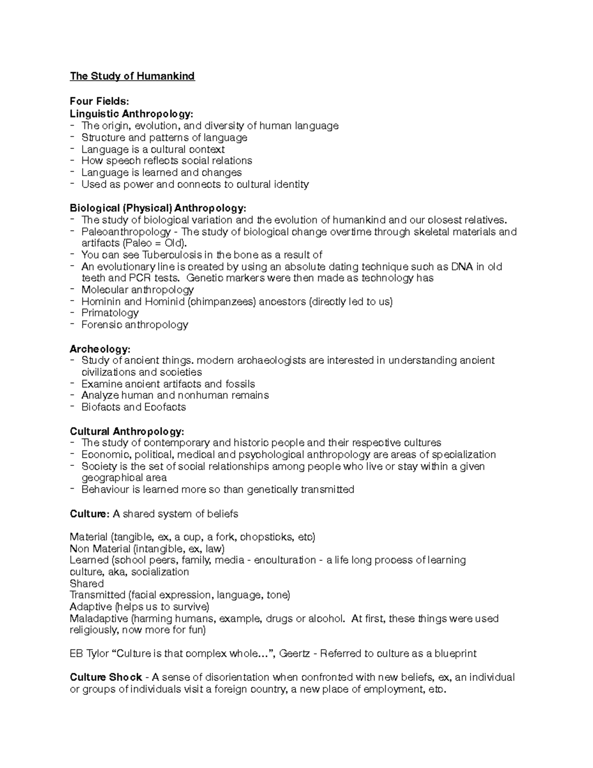 4 Fields of Anthropology - The Study of Humankind Four Fields ...