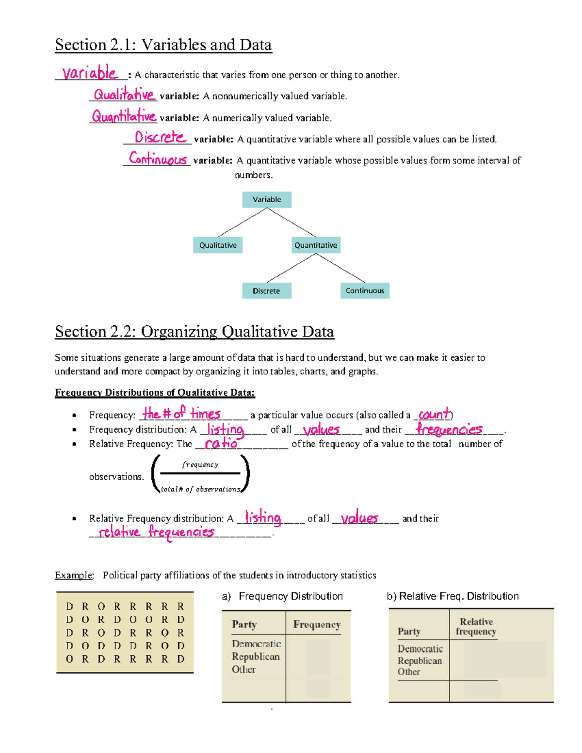 Section 2.1 - 2.5 (Blanks Filled In) - Section 2: Variables and Data ...