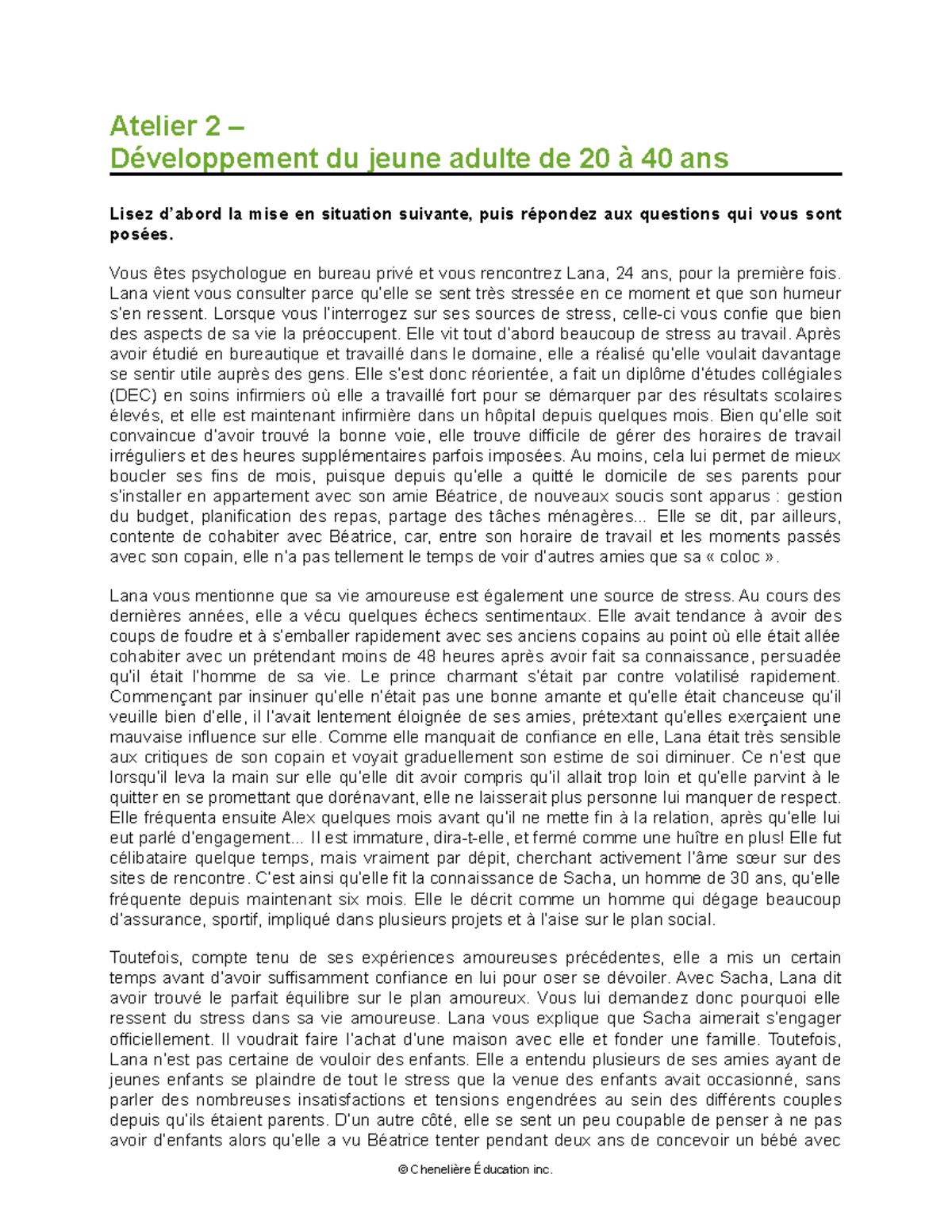 Atelier 2 dev de la personne - Atelier 2 – Développement du jeune ...