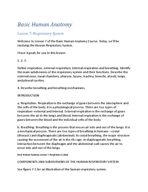 Basic Human Anatomy 8 - notes - Basic Human Anatomy Lesson 9 ...