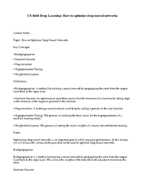 CS 4644 Deep Learning - How to design and train deep neural networks - ANNs are composed of ...