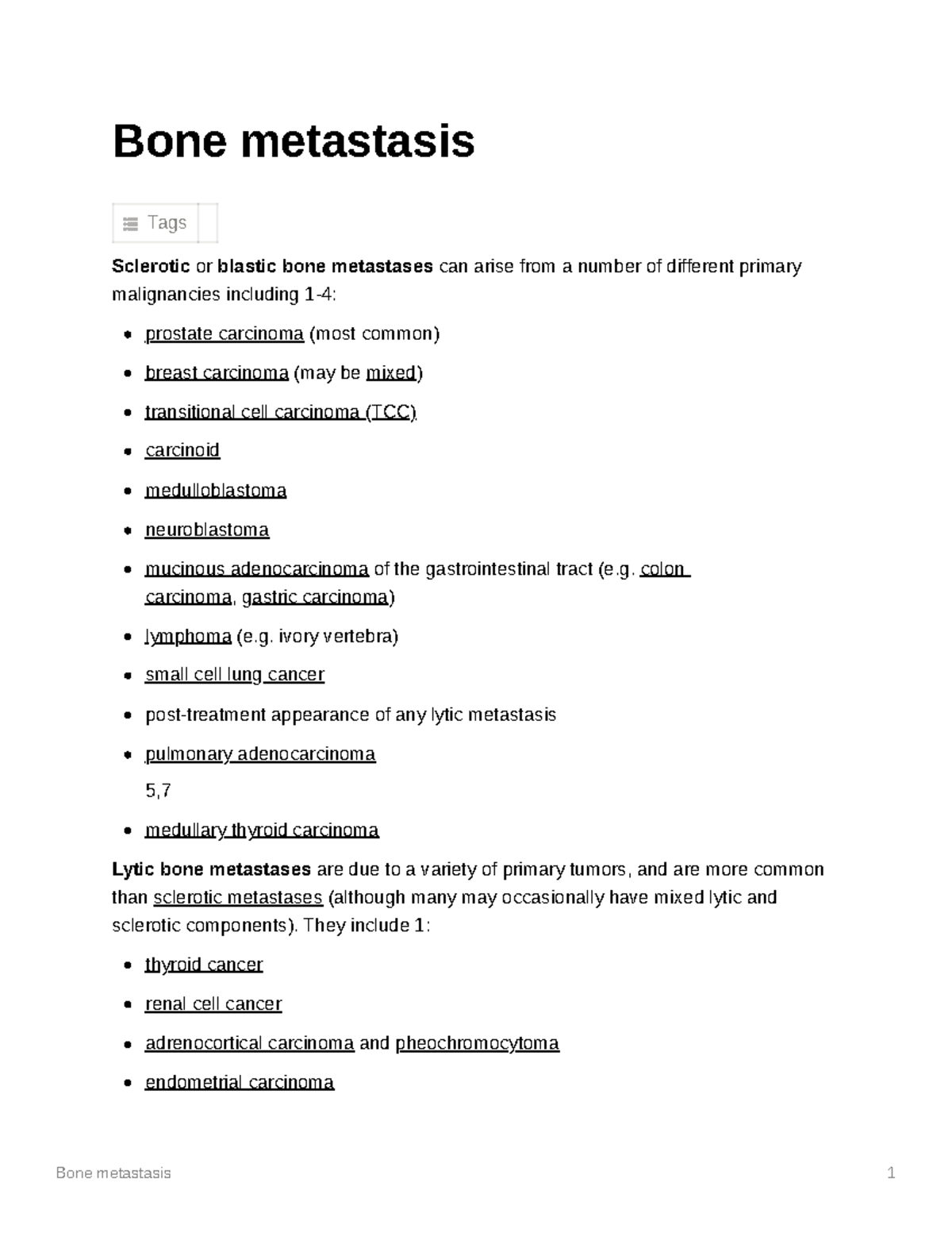 Bone metastasis - summary - Bone metastasis Tags Sclerotic or ...
