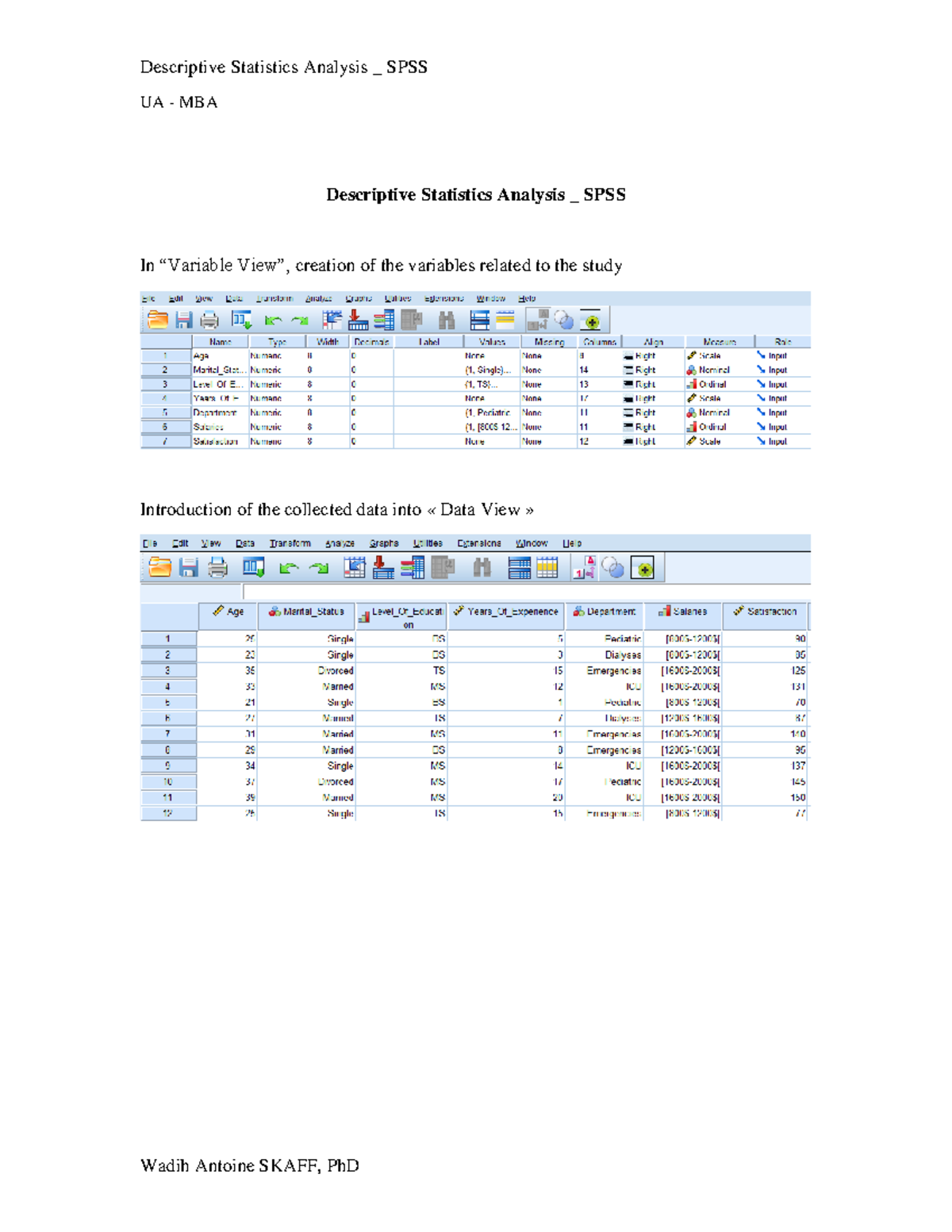 Descriptive Statistics SPSS - UA - MBA Descriptive Statistics Analysis ...