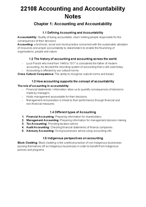 AAA Notes - 1. Topic 1 1 definition of accounting and accountability ...
