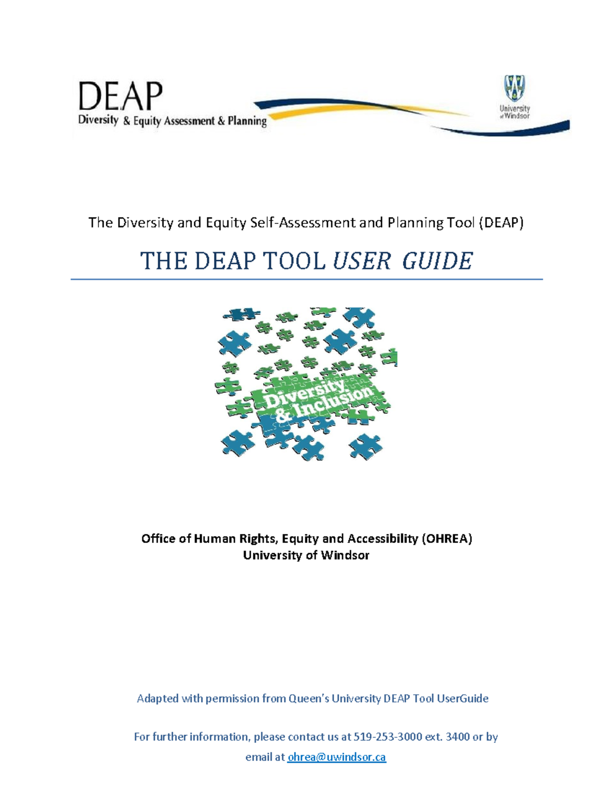 Deap tool user guide - revised nov 2017 - The Diversity and Equity Self ...