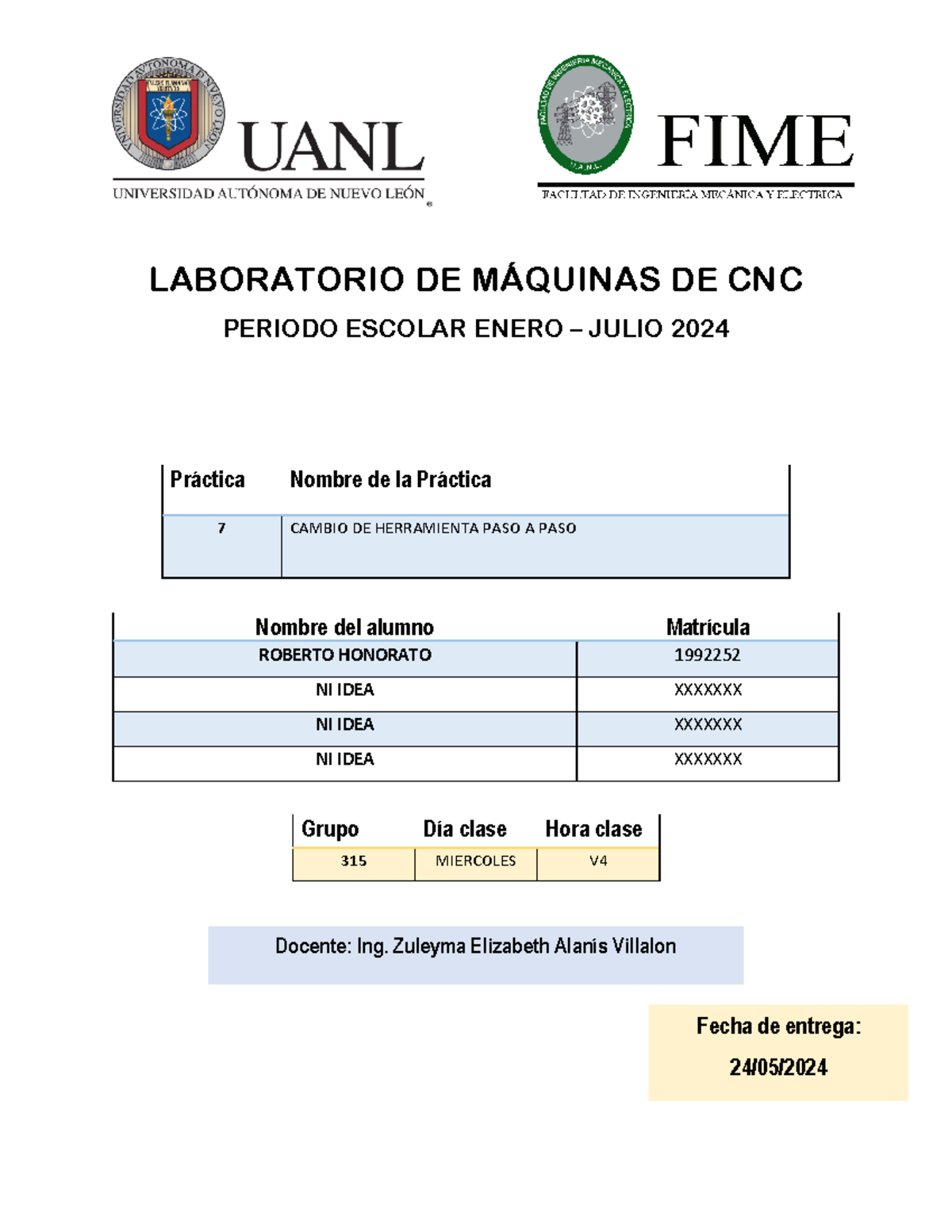 Practica 7 1992252 IMTC Roberto Honorato CNC MV4 - LABORATORIO DE MÁQUINAS DE CNC PERIODO ...