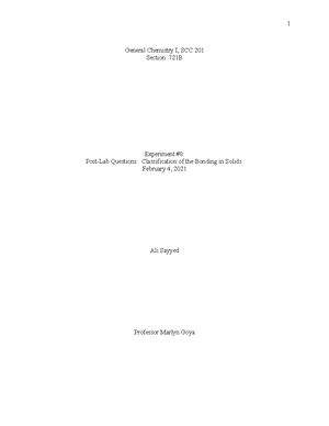 General Chemistry - Pre-Lab #7 - 1 General Chemistry I, SCC 201 Section ...