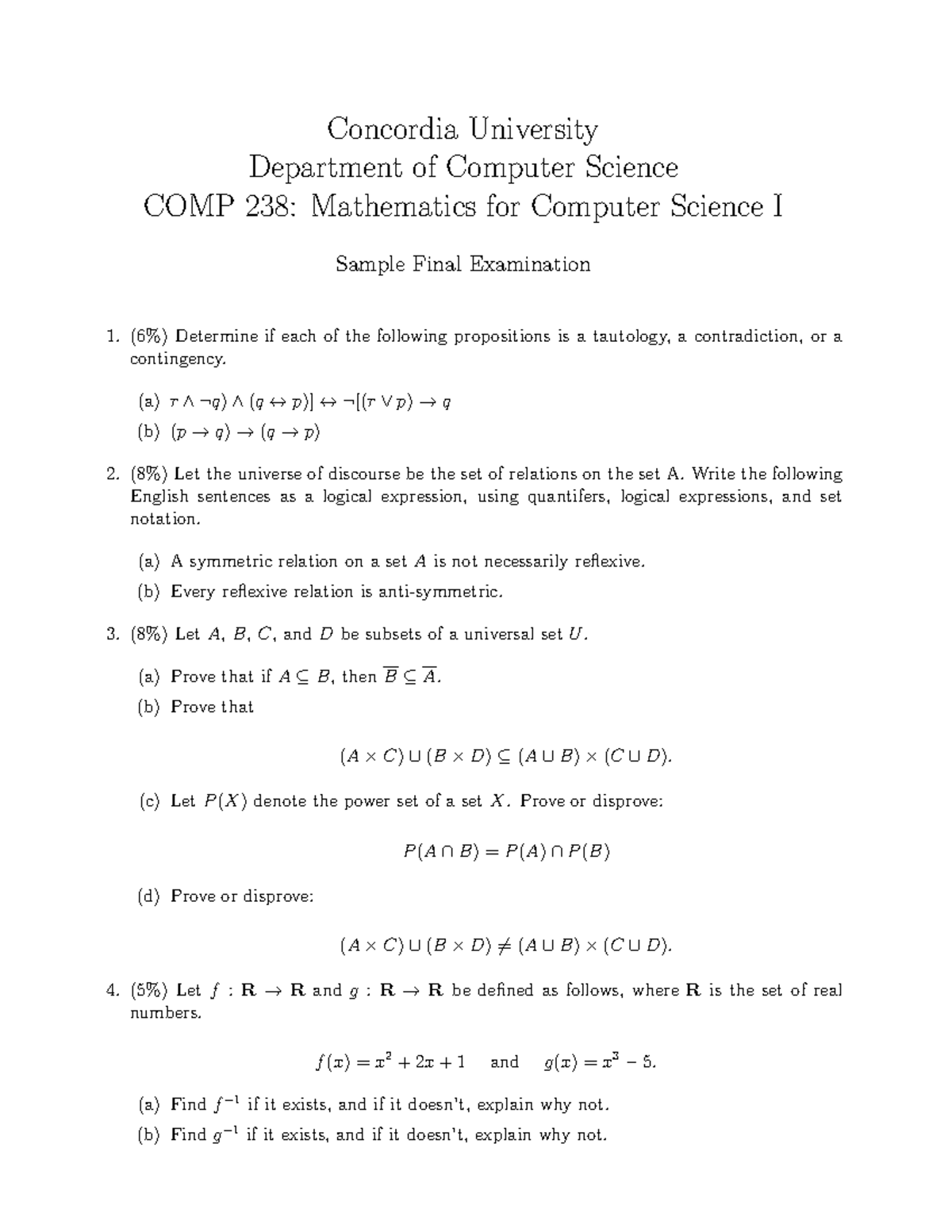 Sample - Concordia University Department of Computer Science COMP 238 ...