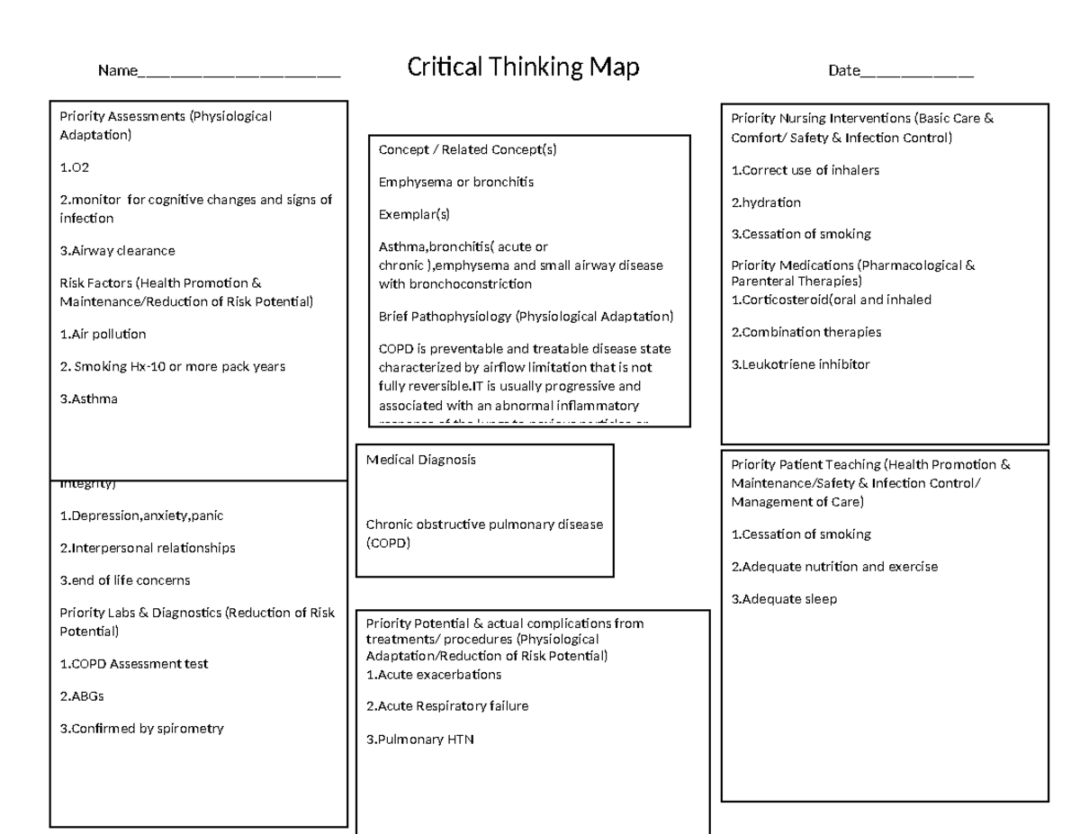 #3. Critical Thinking or Concept Map - Name_________________________ Critical Thinking Map - Studocu