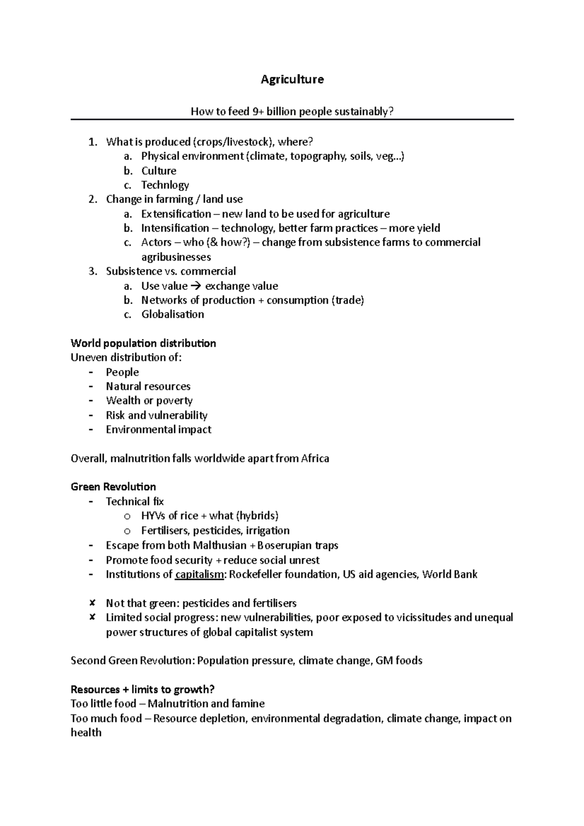 Agriculture #17 - Lecture notes 17 - Agriculture How to feed 9+ billion ...