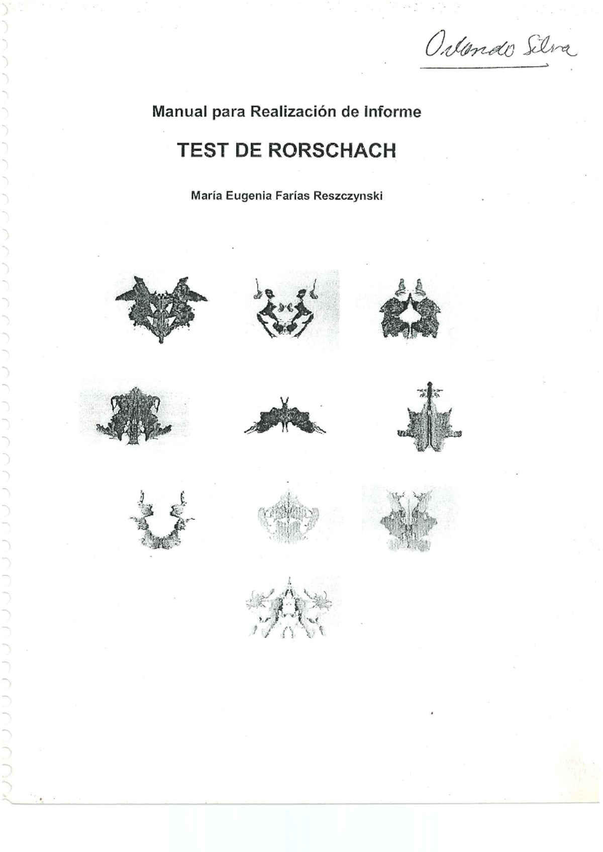 Manual para informe Test de Rorschach - Evaluación Psicológica - Studocu