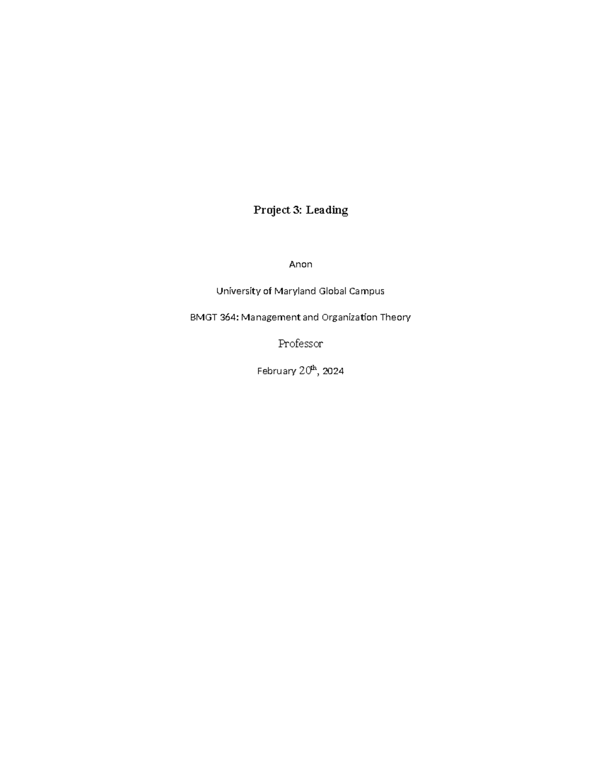 Project 3 Leading - Assignment 3 of 4 - Project 3: Leading Anon ...