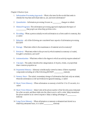 Human Growth & Develoment~Chapter 5 Practice Quiz - Chapter 5 Practice ...
