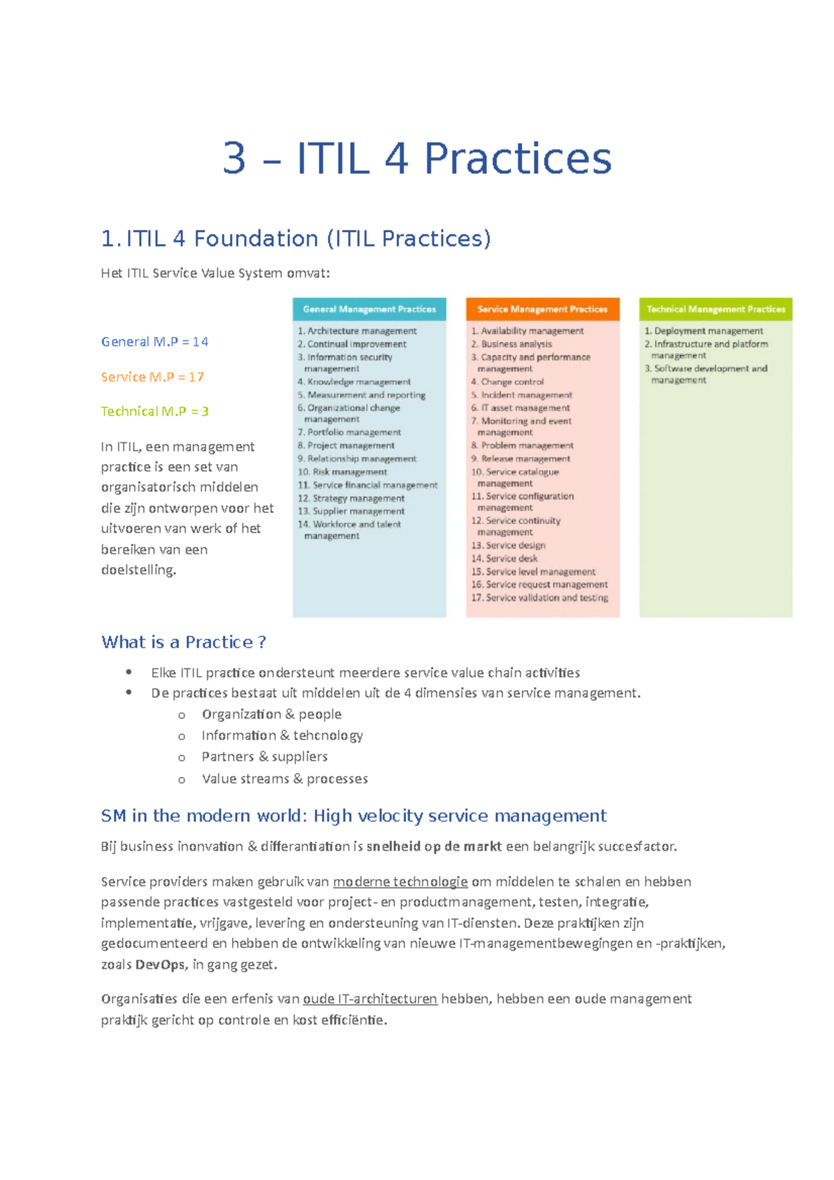 3 ITL 4 Practices (ITIL 4 Foundation) - 3 – ITIL 4 Practices 1. ITIL 4 Foundation (ITIL ...