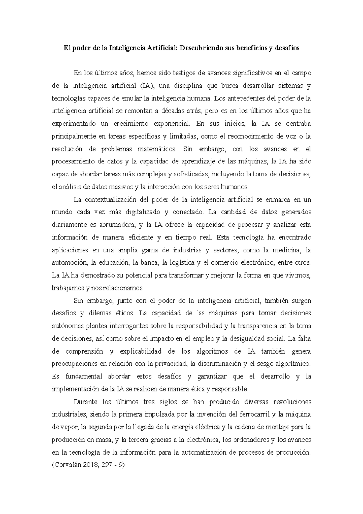 Ensayo - El poder de la Inteligencia Artificial - El poder de la ...