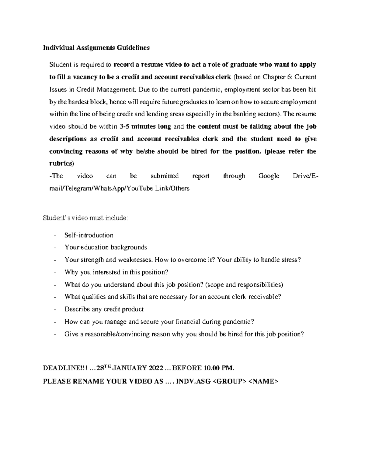 FIN368 IND Asgmnt - individual assignment - Individual Assignments ...