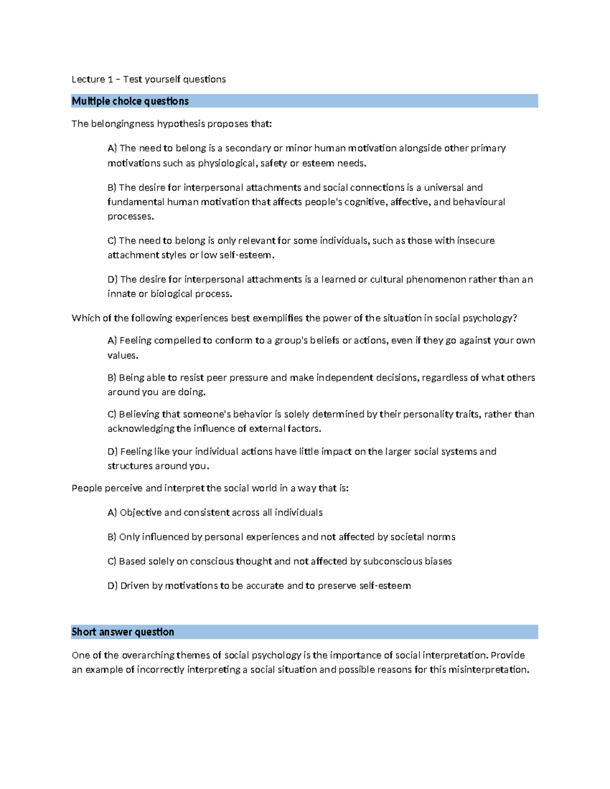 Lecture 1 test yourself questions - Lecture 1 – Test yourself questions ...