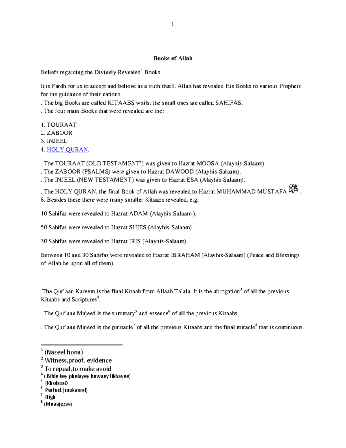 Books of Allah - Books of Allah Beliefs regarding the Divinely Revealed ...