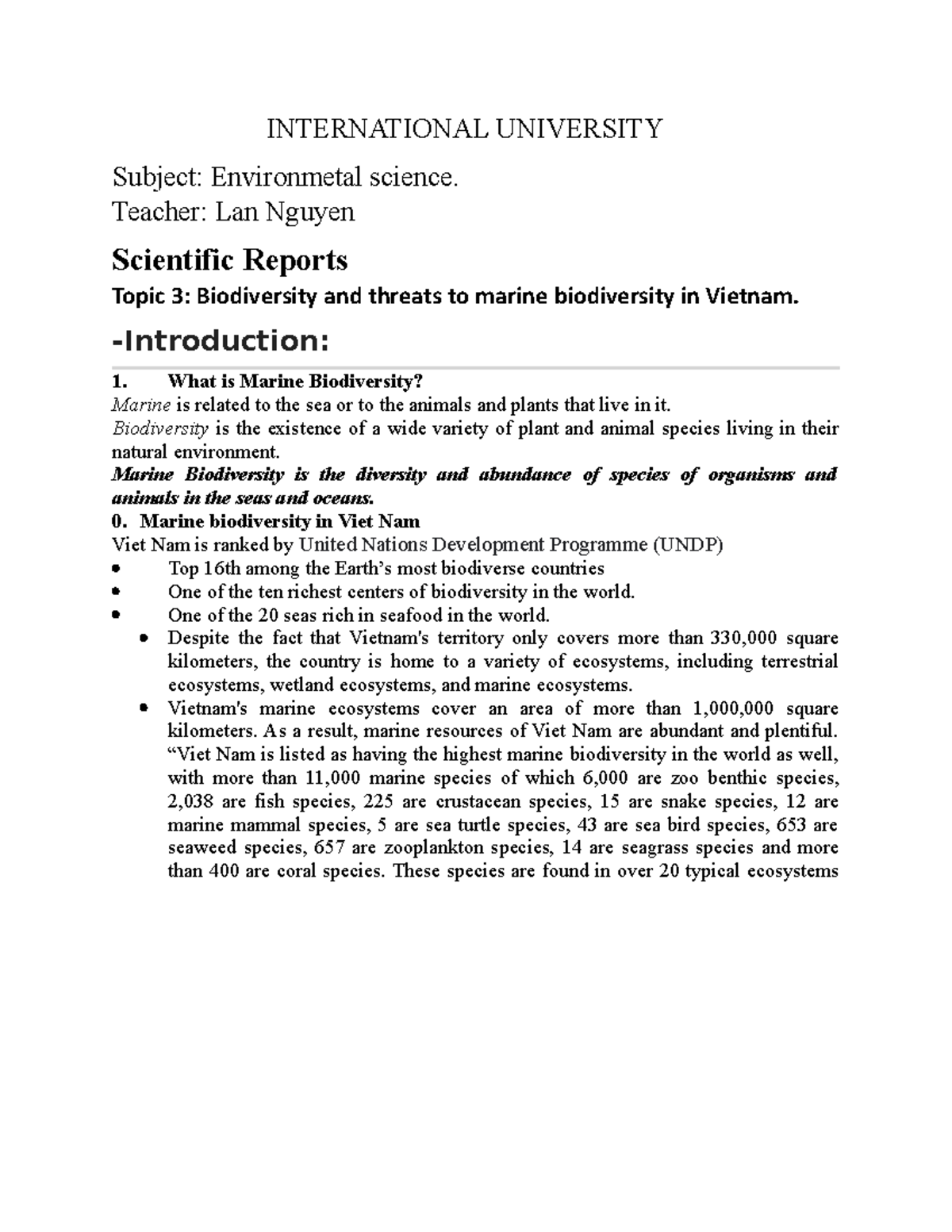 Scientific Reports topic 3 - INTERNATIONAL UNIVERSITY Subject ...