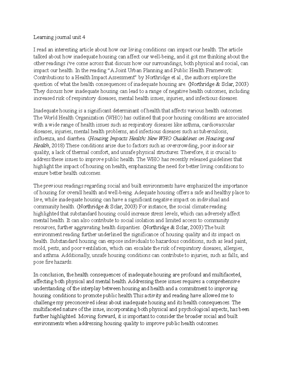 Learning journal unit 4 Healthcare assessments - Learning journal unit 4 I read an interesting ...