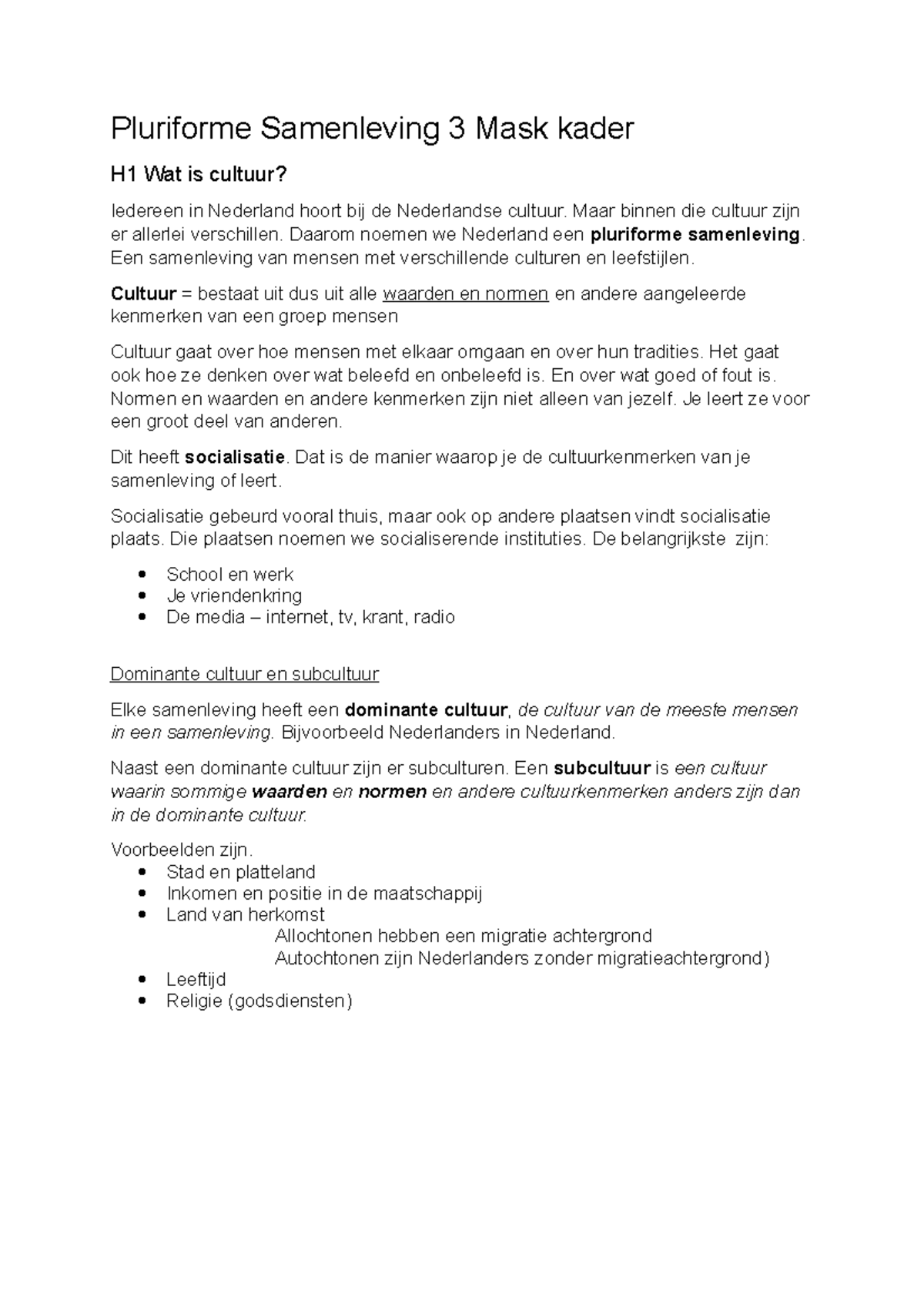 Les 1 Pluriforme Samenleving kader - Pluriforme Samenleving 3 Mask ...