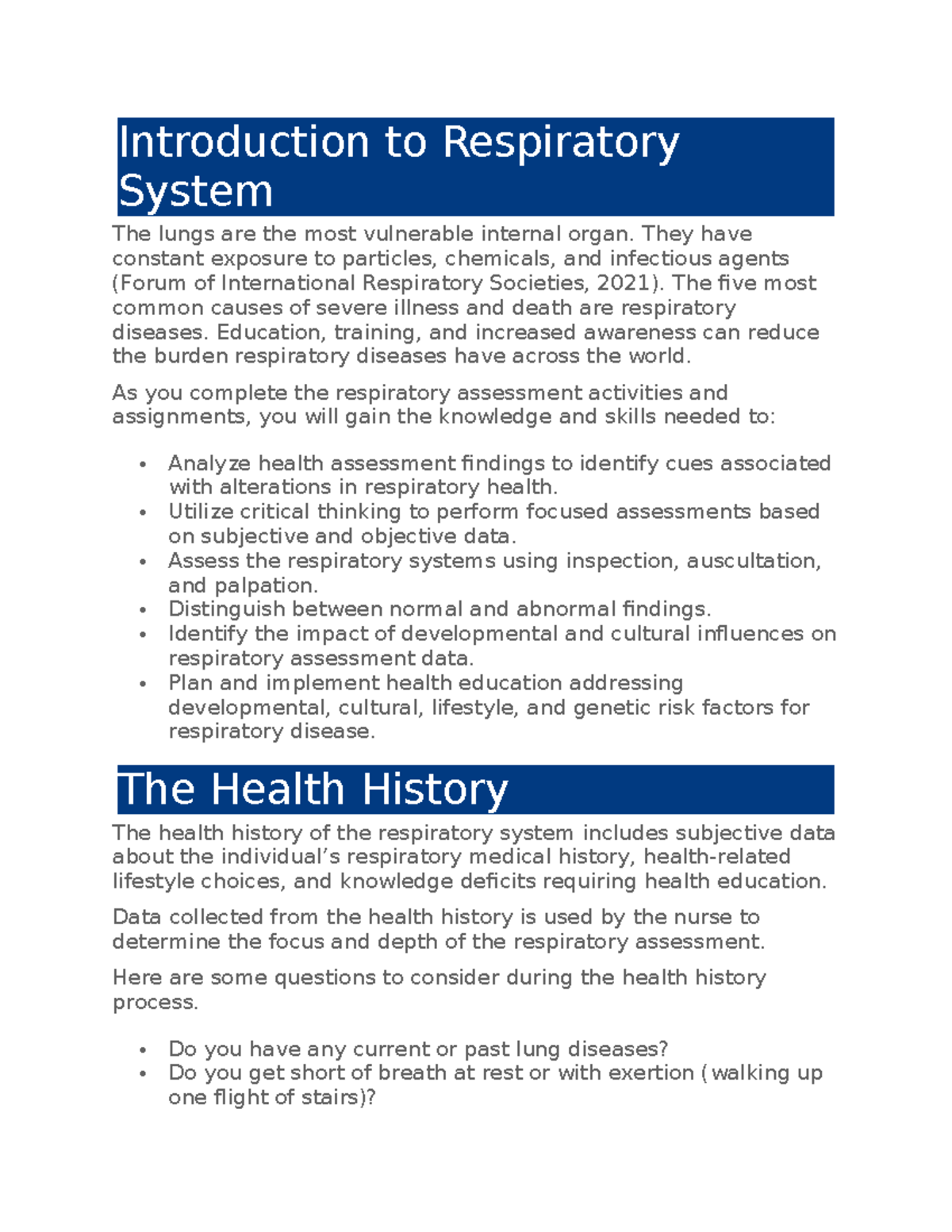 NR 302 Edapt Unit 9- Respiratory System - Introduction to Respiratory ...