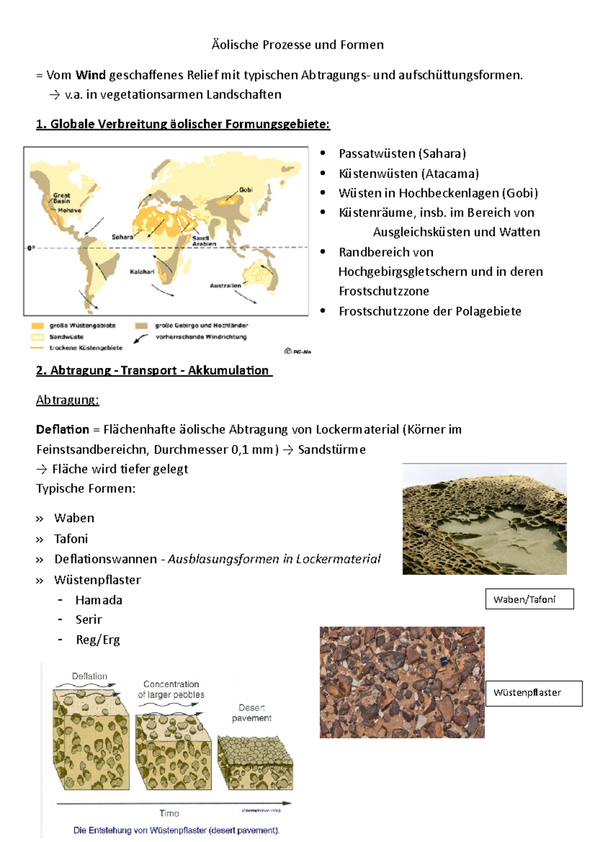 Äolische Prozesse und Formen - → v. in vegetationsarmen Landschaften ...
