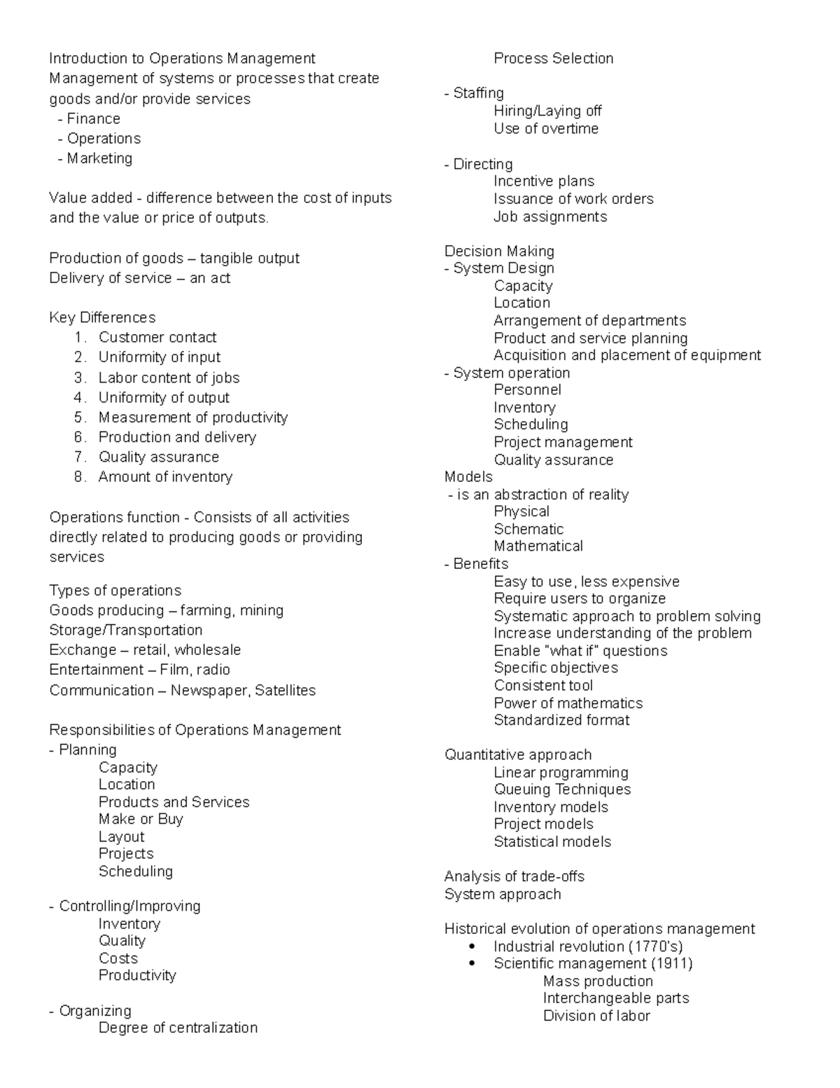 Opmag - Operations and Management notes - Introduction to Operations ...