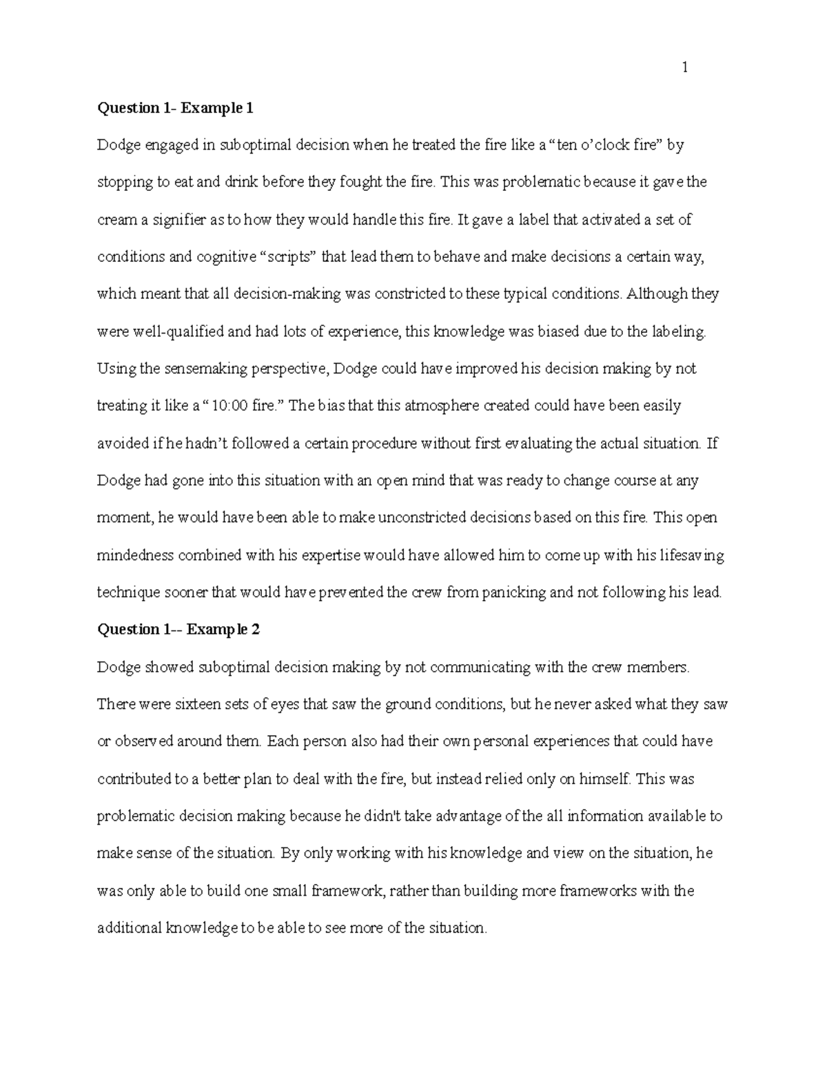 MGMT 2500 - Case 1 Write Up - Mary Gonzales Case 1 Wagner Dodge ...