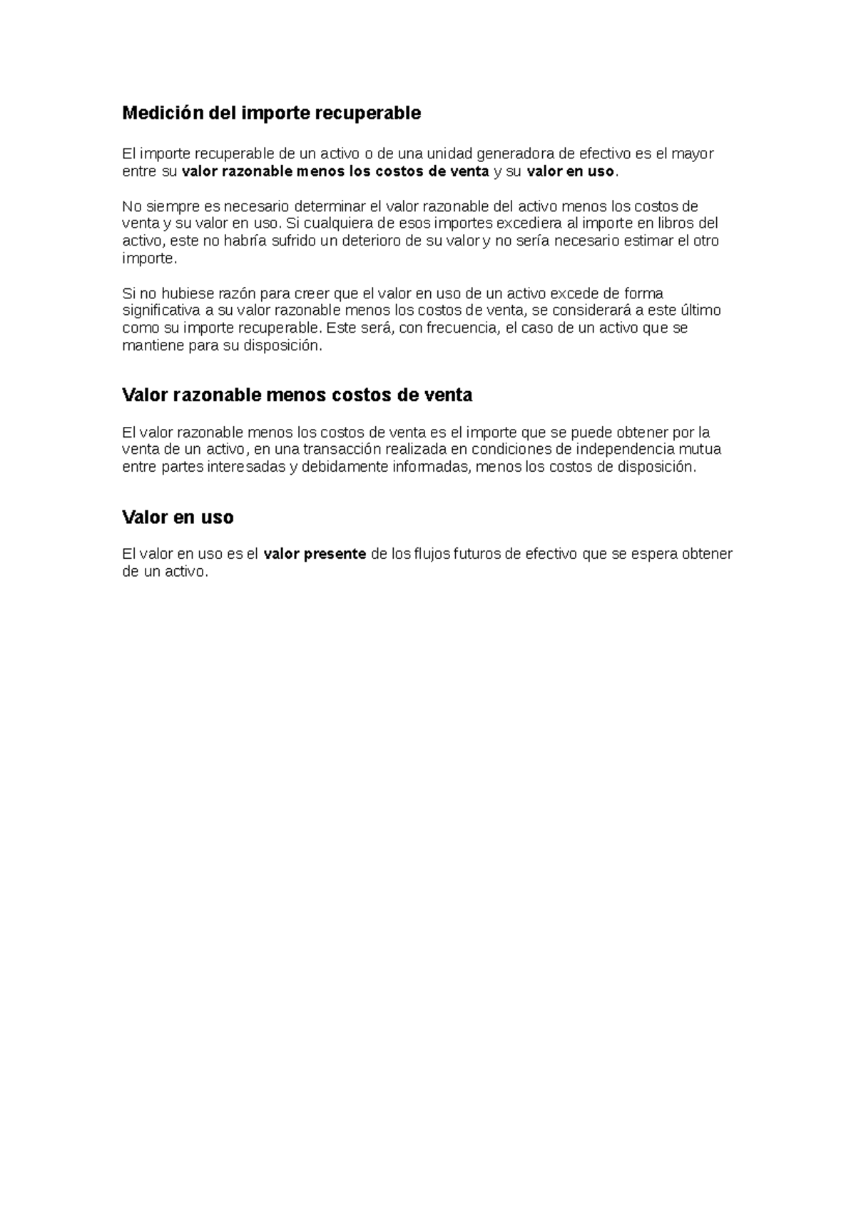 Medición del importe recuperable - Medición del importe recuperable El ...