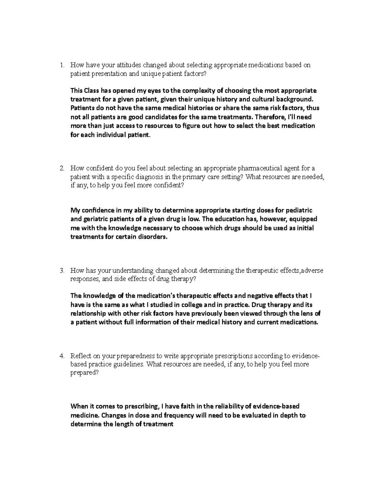 Week8 reflection - How have your attitudes changed about selecting appropriate medications based ...