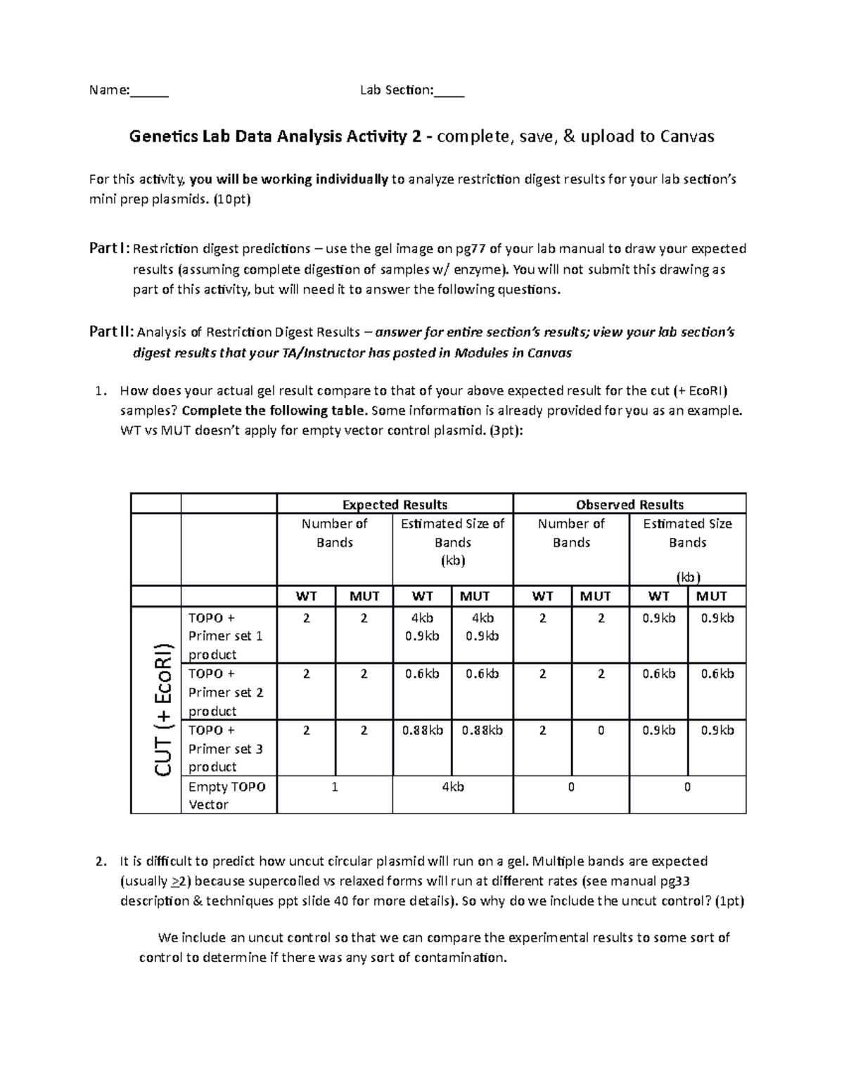 PCB 3063L Data Analysis Activity 2 - PCB3063L - USF - Studocu