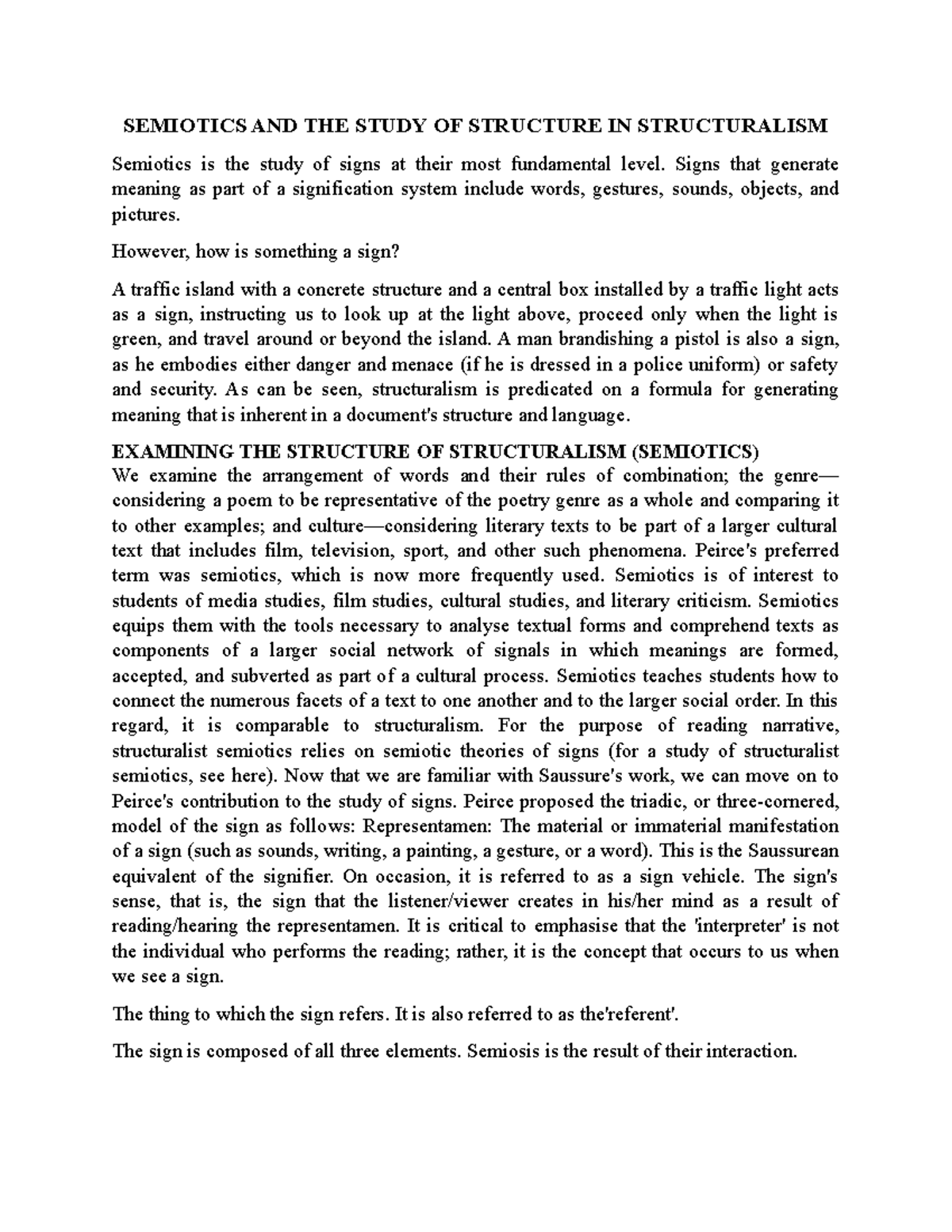 Semiotics AND THE Study OF Structure IN Structuralism - SEMIOTICS AND ...