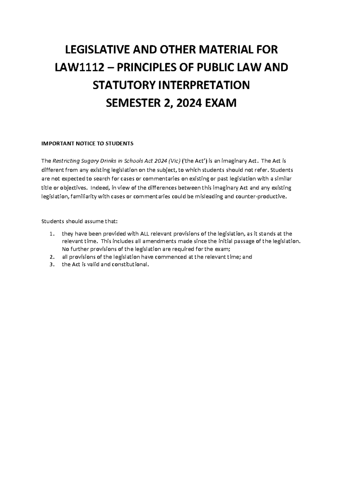 Legislation and other material PLSI 2024 Semester 2 - LEGISLATIVE AND ...