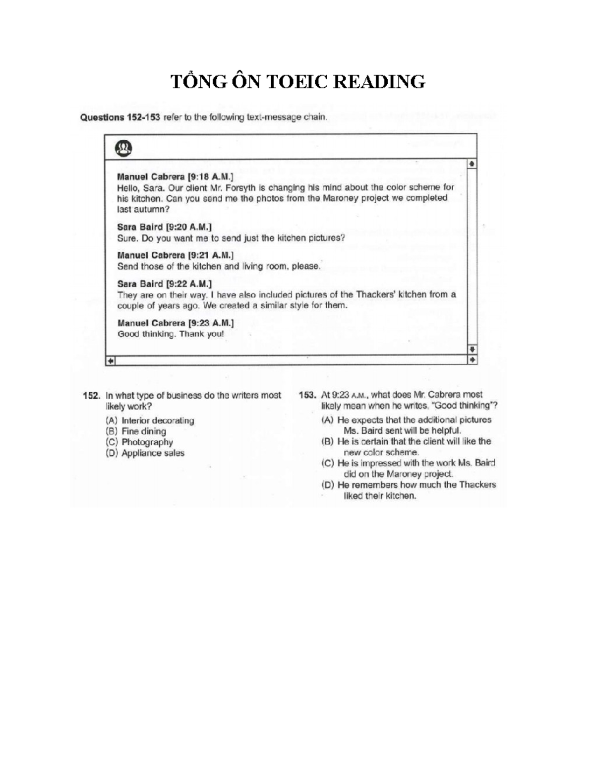 TỔNG ÔN Toeic Reading - sdadasd - TONG ÔN TOEIC READING Questions refer ...