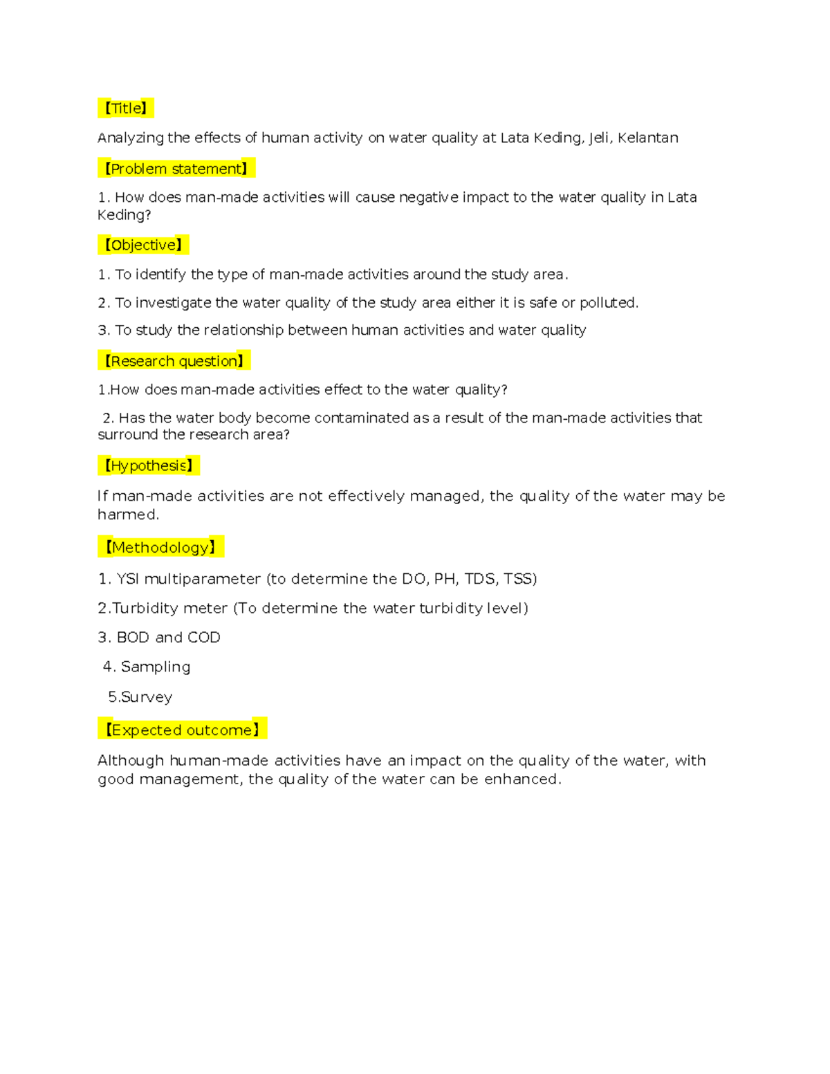 Title - 【Title】 Analyzing the effects of human activity on water ...