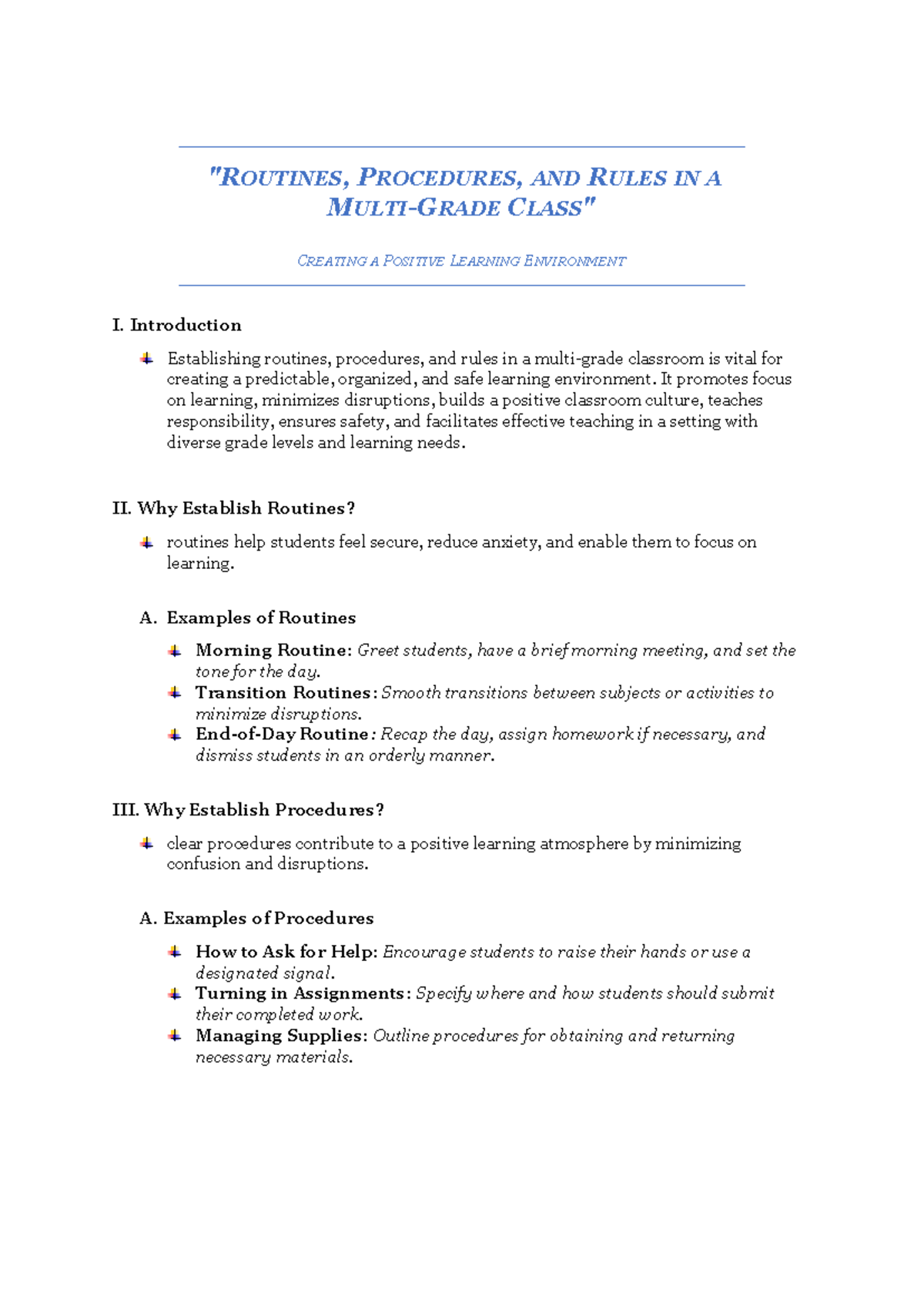 WR Elective - written report sa filipino - "ROUTINES, PROCEDURES, AND ...