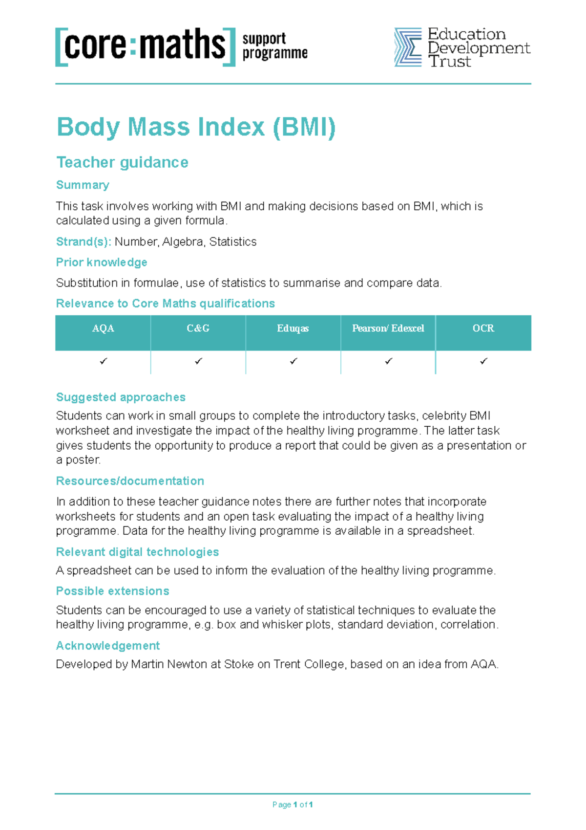BMI (teachers notes) - Calculate your BMI - Body Mass Index (BMI ...