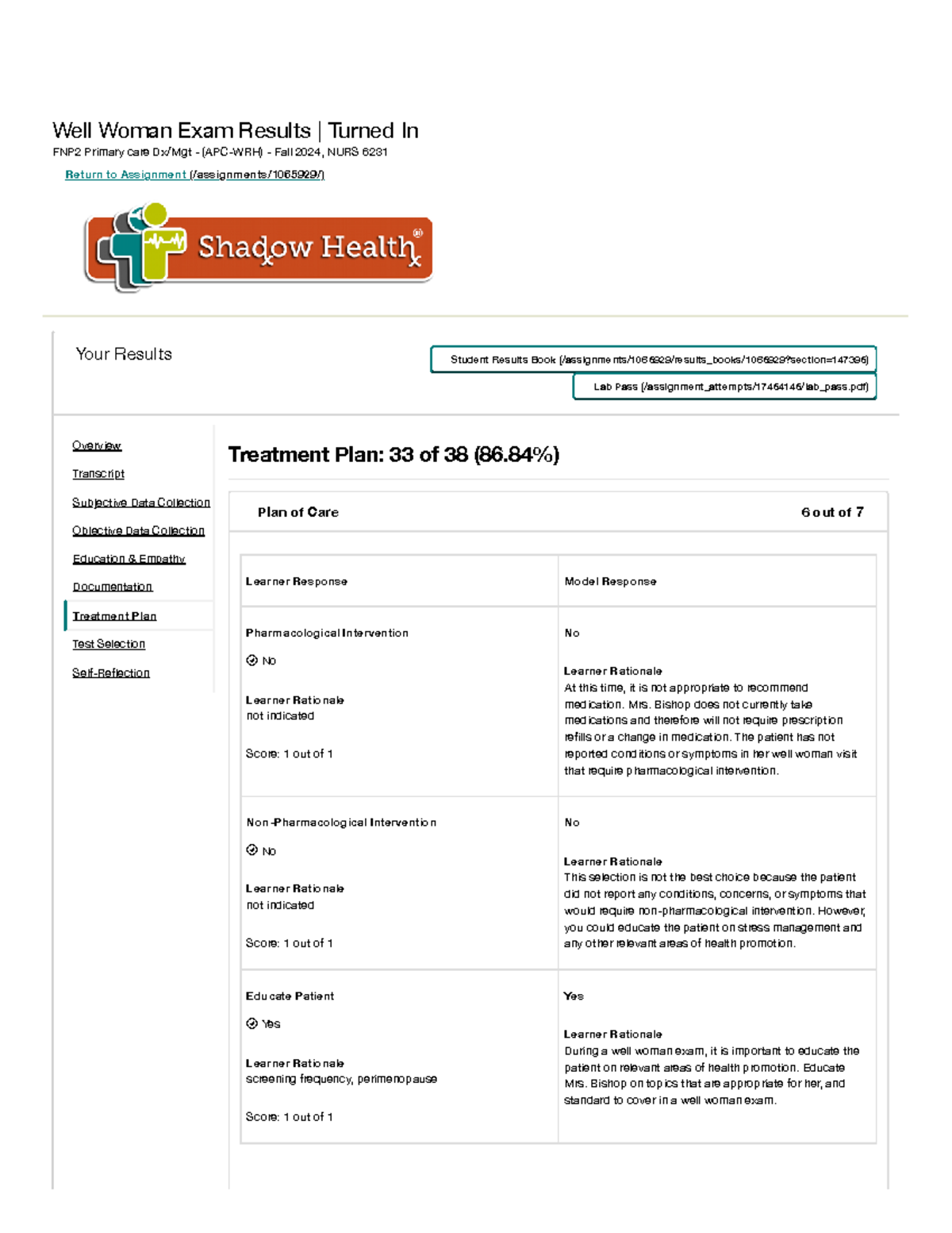 Well Woman POC - Well Woman Exam Results | Turned In FNP2 Primary care ...