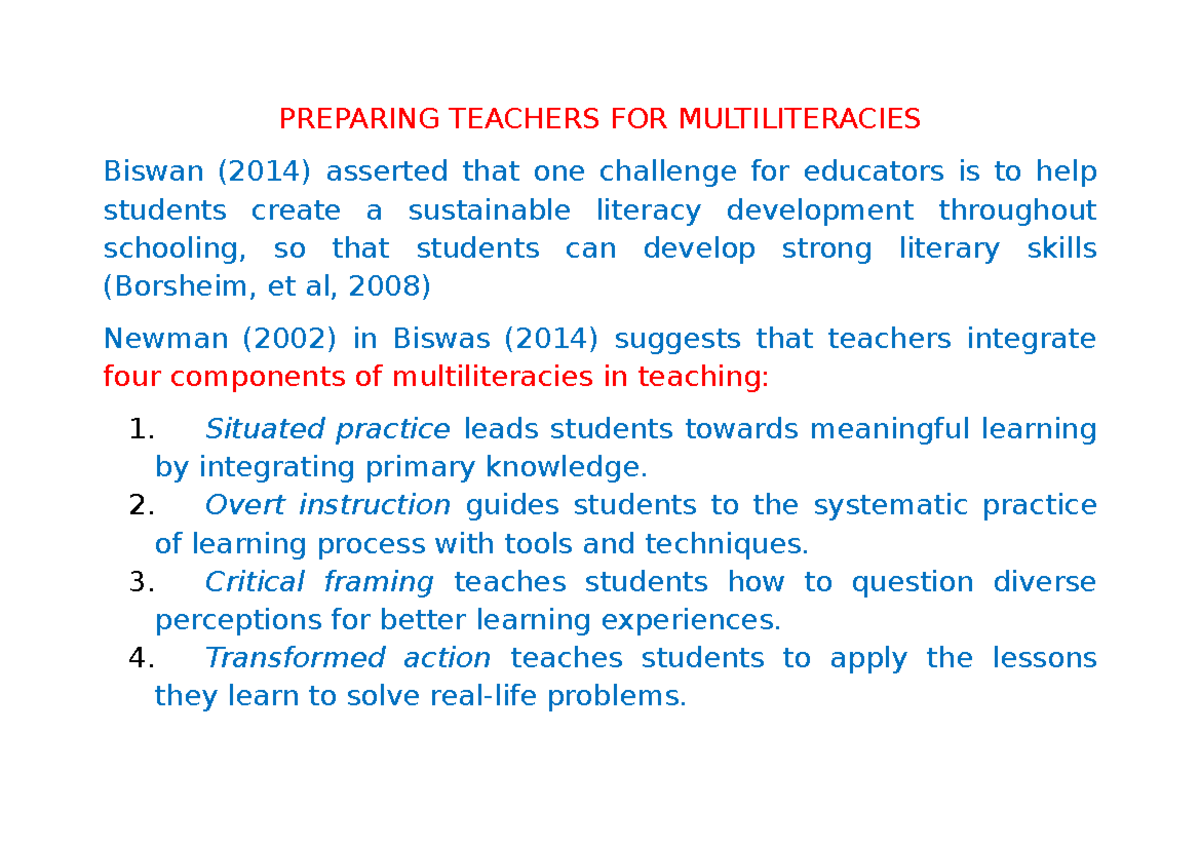 Preparing Teachers FOR Multiliteracies - PREPARING TEACHERS FOR ...