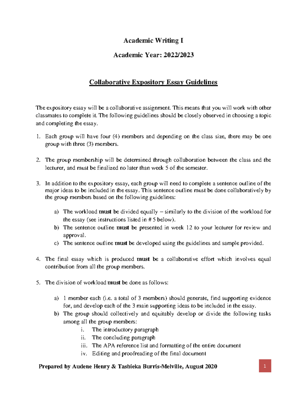 Collaborative Expository Essay Guidelines - This means that you will ...