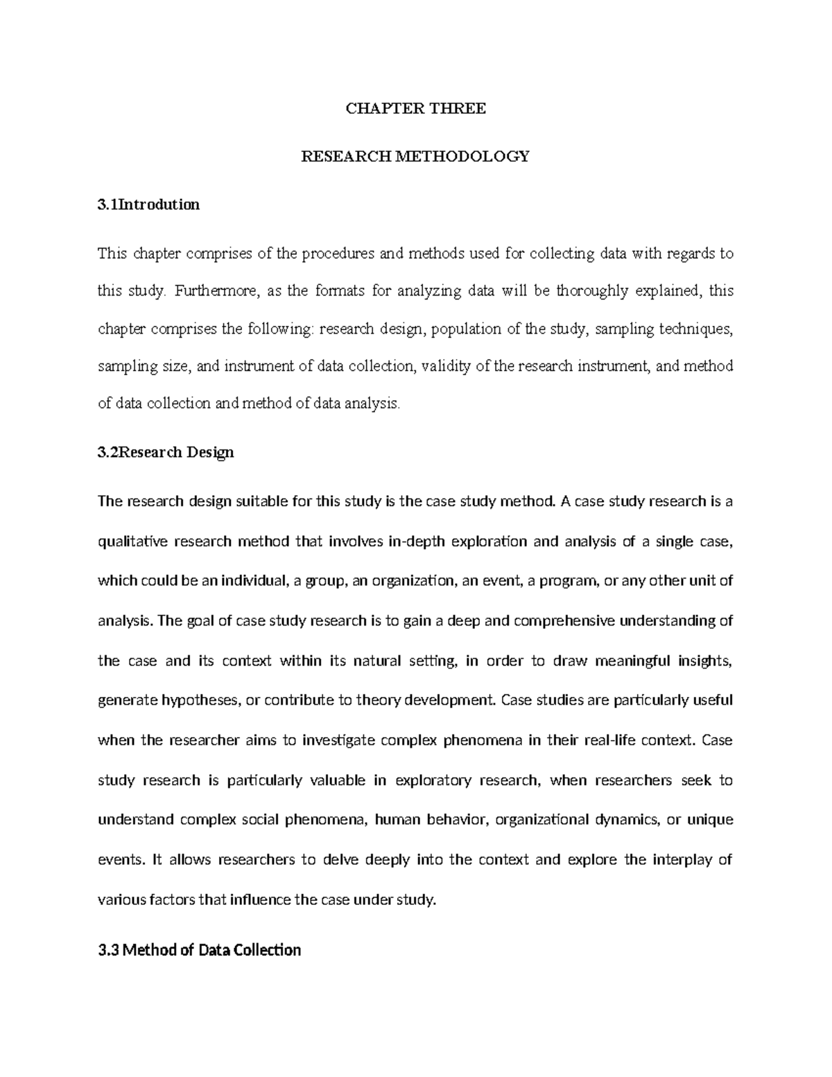 Chapter Three - Project - CHAPTER THREE RESEARCH METHODOLOGY 3 This ...
