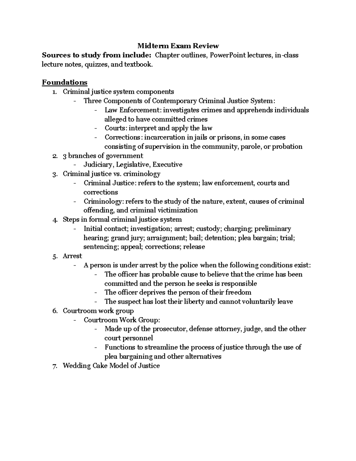 CRJ Midterm Exam Review - Midterm Exam Review Sources to study from ...